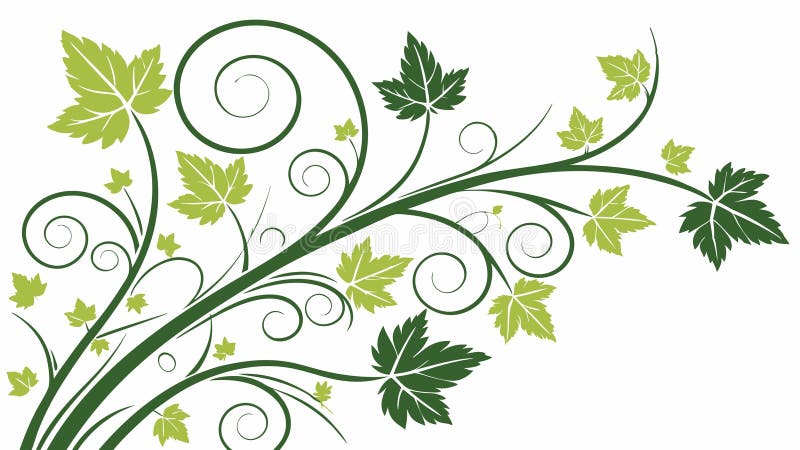 Abstract Vine with Leaves and Swirls, Vector Design Generative AI Stock ...