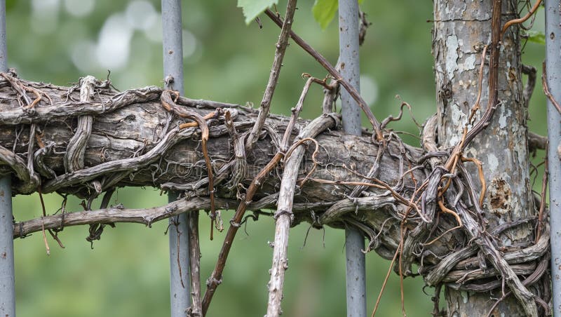 Abstract Vine Texture on Metal Fence with Twisting Roots Stock ...