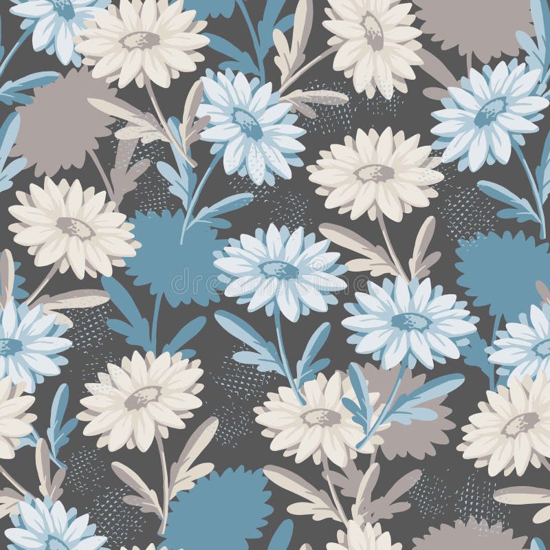 Abstract Vintage Daisy Floral Illustration Pattern Stock Vector ...
