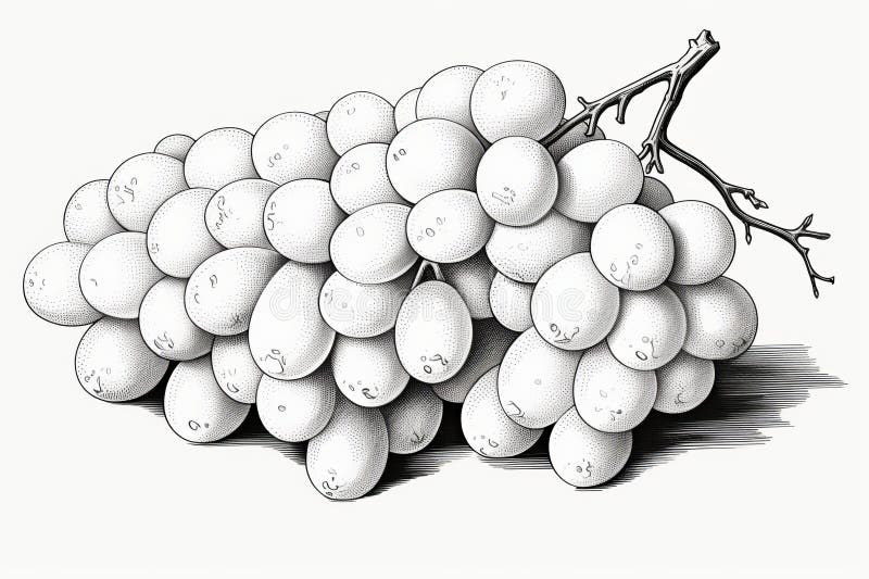 Abstract Vintage Grape Bunch Illustration with Grunge Texture on White ...