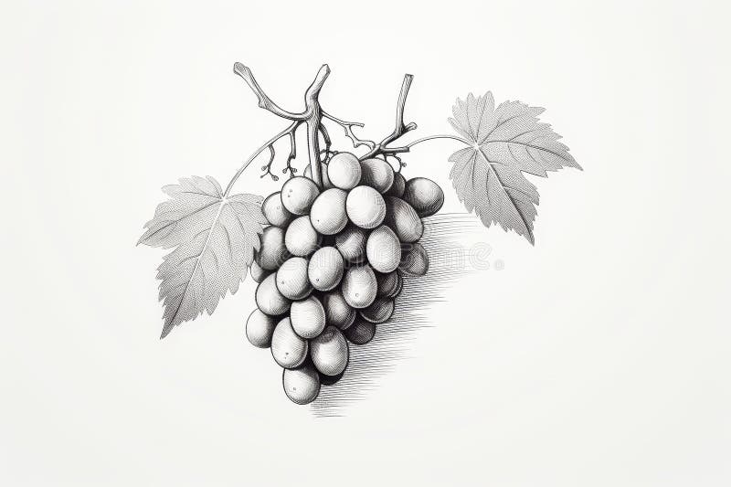 Abstract Vintage Grape Bunch Illustration with Grunge Texture on a ...