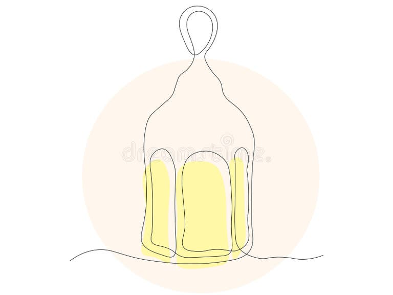 Abstract Vintage Lantern Continuous One Line Art Drawing Stock Vector ...