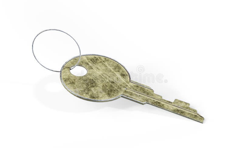 Abstract Vintage Retro Golden Key on a White Background. 3D Render ...