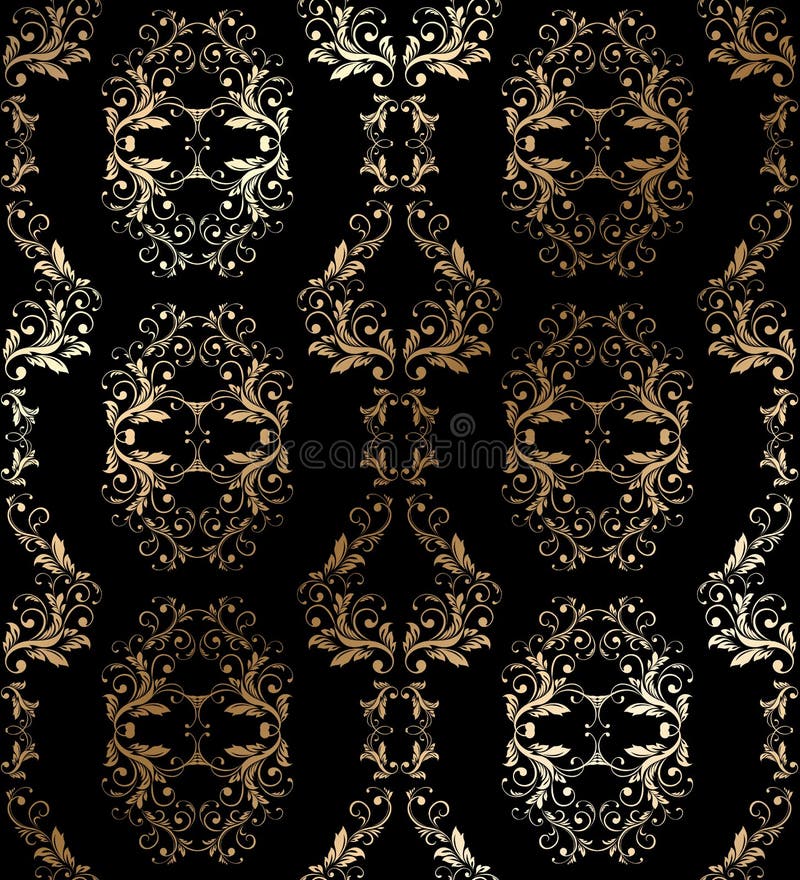 Abstract Vintage Seamless Damask Pattern Stock Vector - Illustration of ...