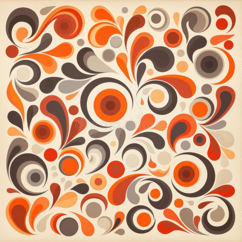 Abstract Vintage Swirls and Circles Pattern Stock Illustration ...