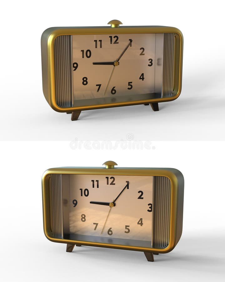 Abstract Vintage Table Clock in 50s Style Stock Illustration ...