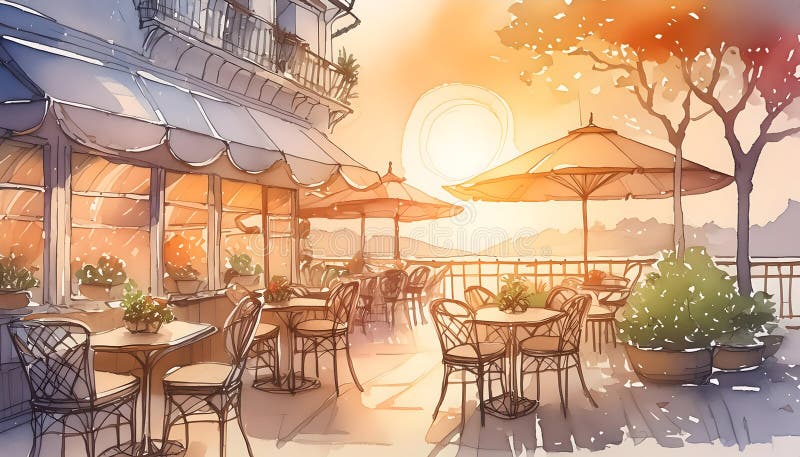 Vintage Workspace in Cafe in the Early on Digital Art Concept ...