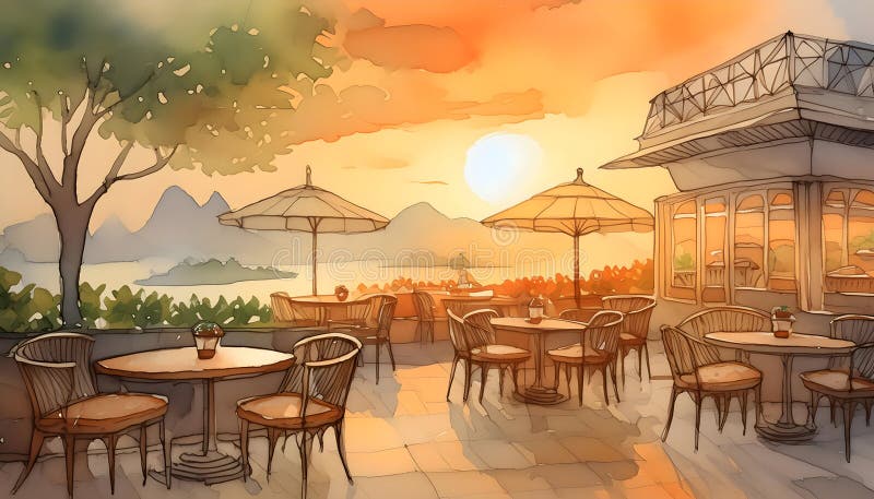 Vintage Workspace in Cafe in the Early on Digital Art Concept ...