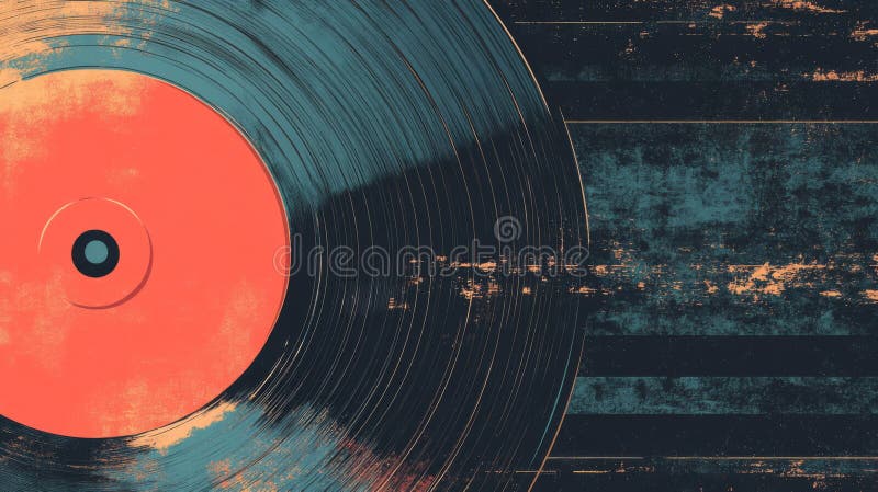 Abstract Vinyl Record Design with Orange and Teal Tones Stock ...