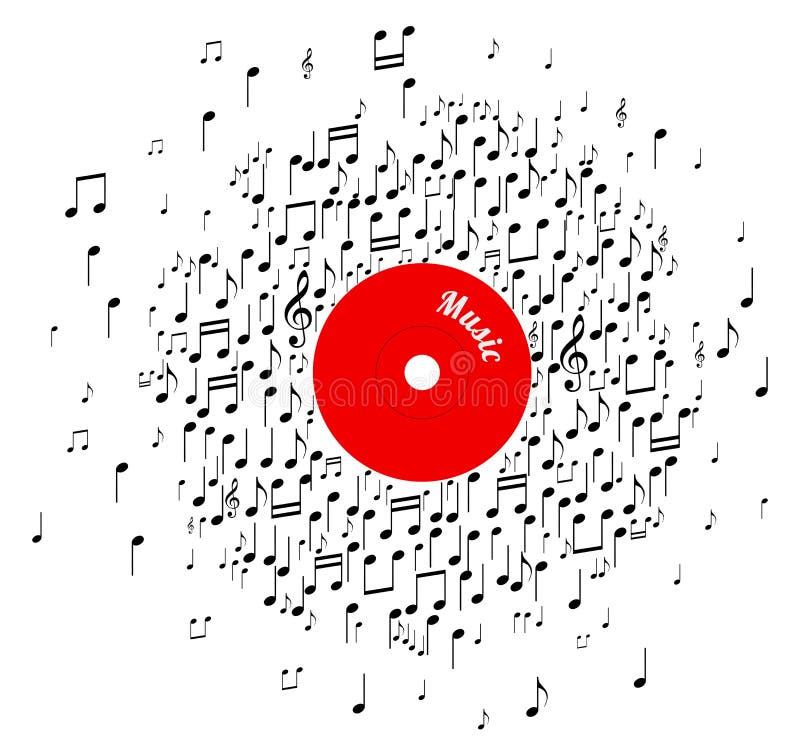 Abstract Vinyl Record with Notes Stock Vector - Illustration of line ...