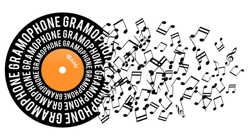 Abstract Vinyl Record with Notes Stock Vector - Illustration of dance ...