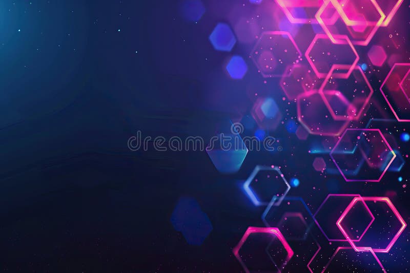Abstract Violet and Blue Technology Hexagonal on Blue Background Stock ...