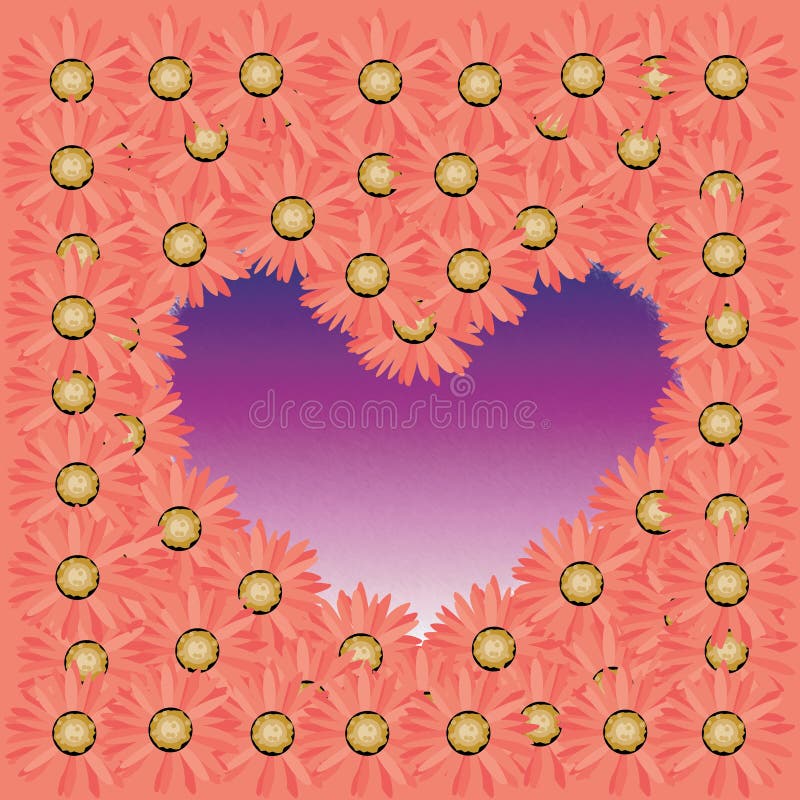 Abstract Violet Heart from Colorful Flower on Pink Background Stock ...