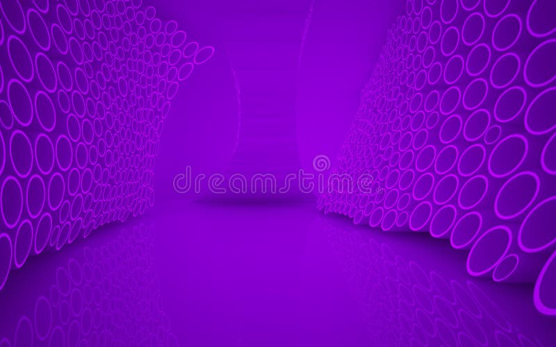 Abstract Violet Interior of the Future. Night View Stock Illustration ...