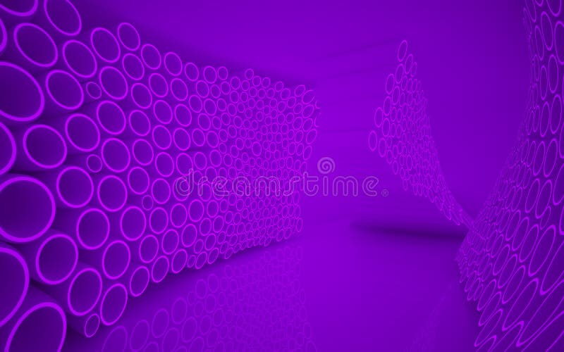 Abstract Violet Interior of the Future. Night View Stock Illustration ...