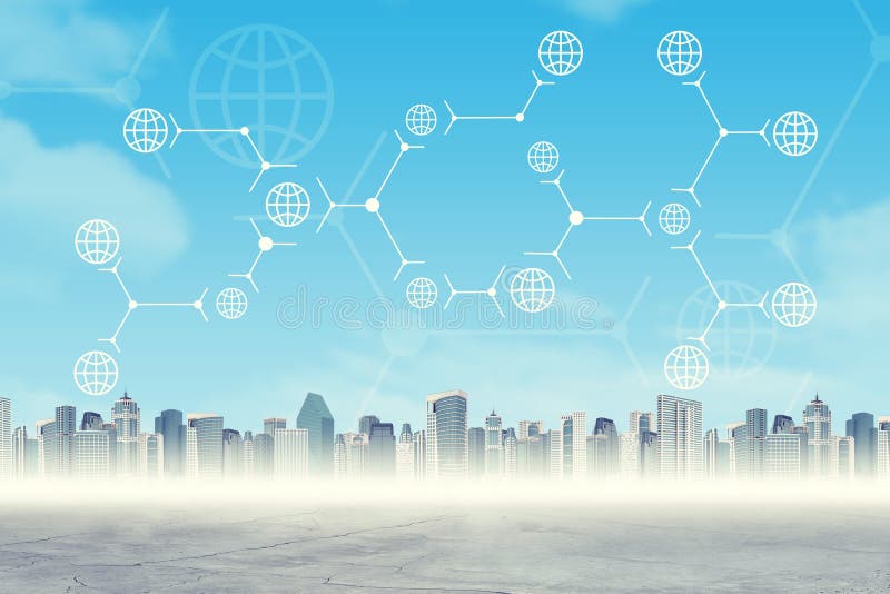 Abstract Virtual Background with Connected Dots Stock Photo - Image of ...