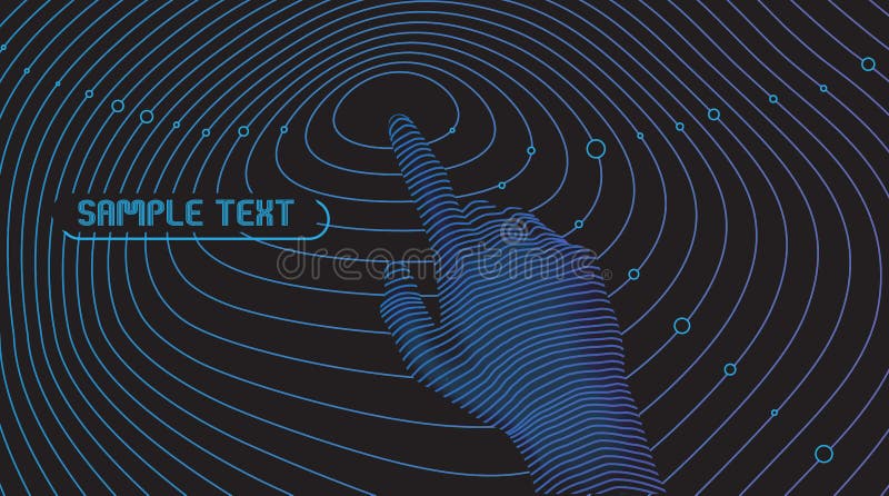 Abstract Virtual Futuristic Hand Touch the Circle Interface on with ...