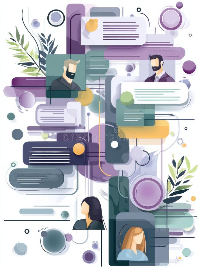 Abstract Virtual Meeting Interface Featuring Avatars Communicating ...