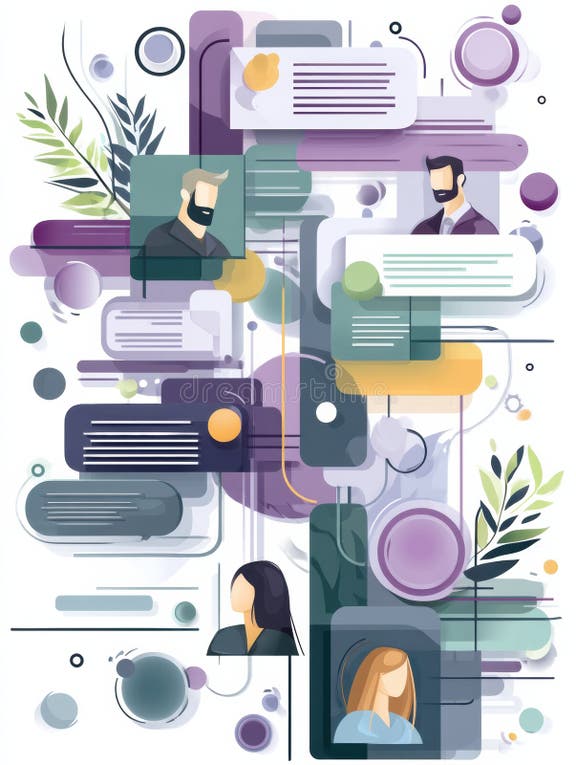 Abstract Virtual Meeting Interface Featuring Avatars Communicating ...