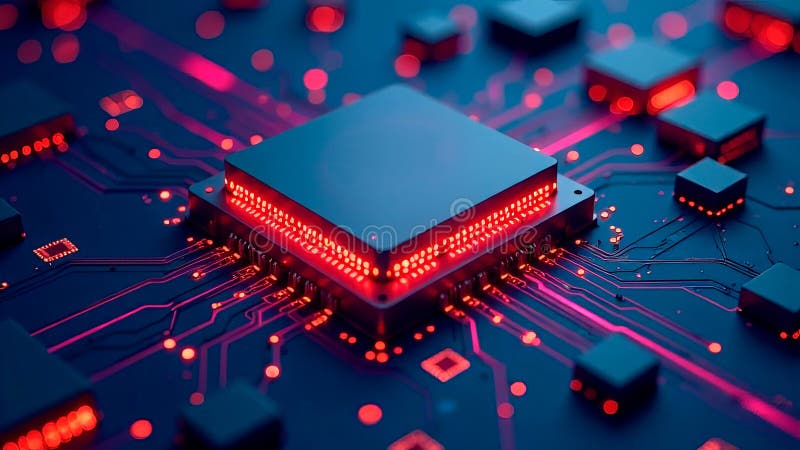 Abstract Virtual Micro Chip, Artificial Intelligence and Machine Learning Concept Stock Photo ...