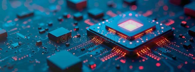 Abstract Virtual Micro Chip Banner, Artificial Intelligence and Machine ...