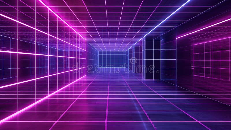 Abstract Virtual Room Grid stock illustration. Illustration of space ...