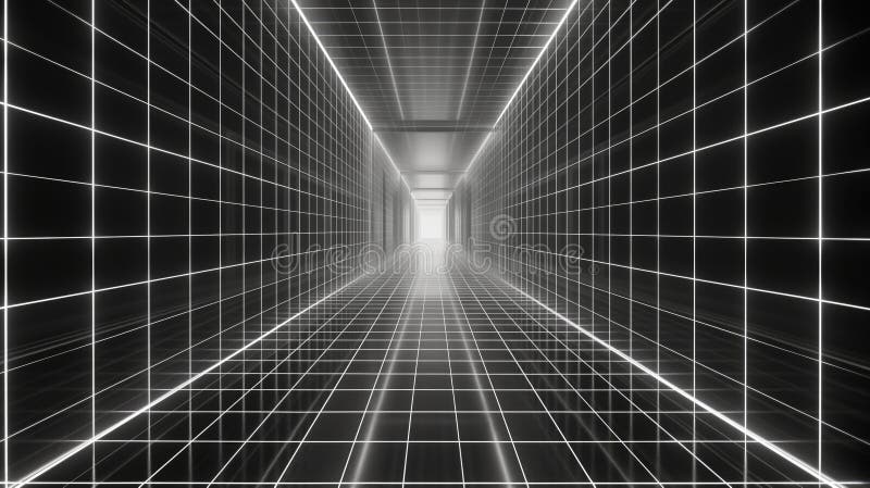 Abstract Virtual Room Grid stock illustration. Illustration of laser ...