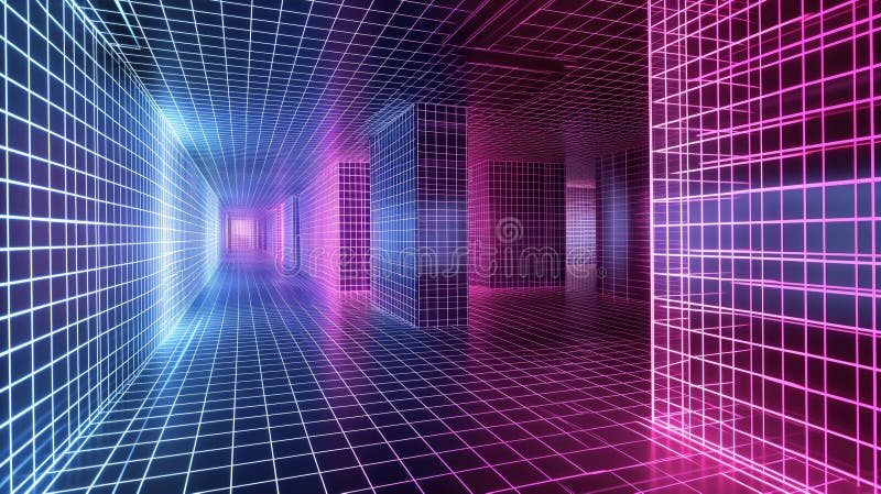 Abstract Virtual Room Grid stock illustration. Illustration of floor ...
