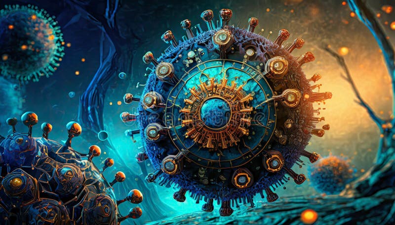 Abstract Virus Background in Steampunk Style Stock Illustration ...