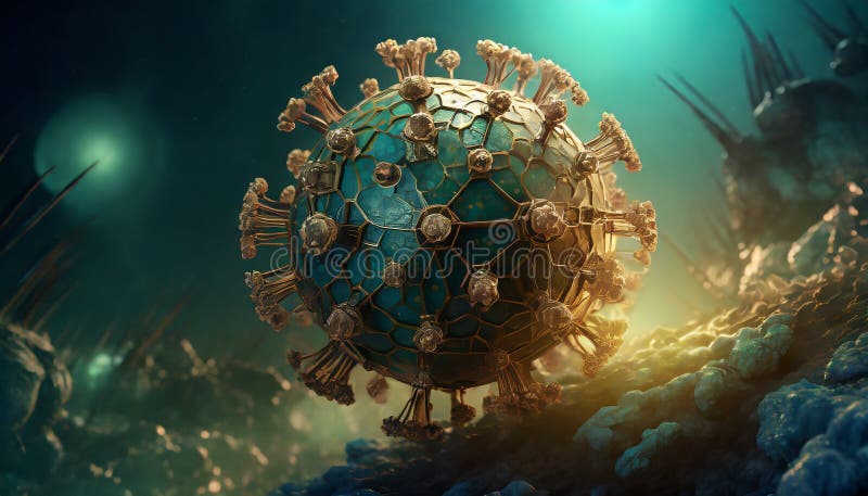 Abstract Virus Background in Steampunk Style Stock Illustration ...