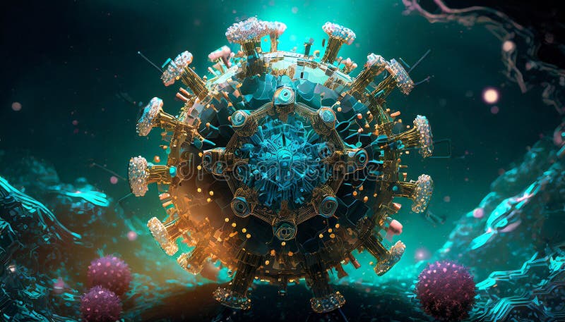 Abstract Virus Background in Steampunk Style Stock Illustration ...