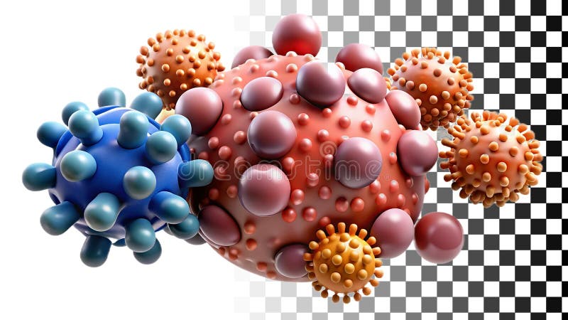 Abstract Virus Bacteria Cells Microscopic Red Blue Forms Png ...