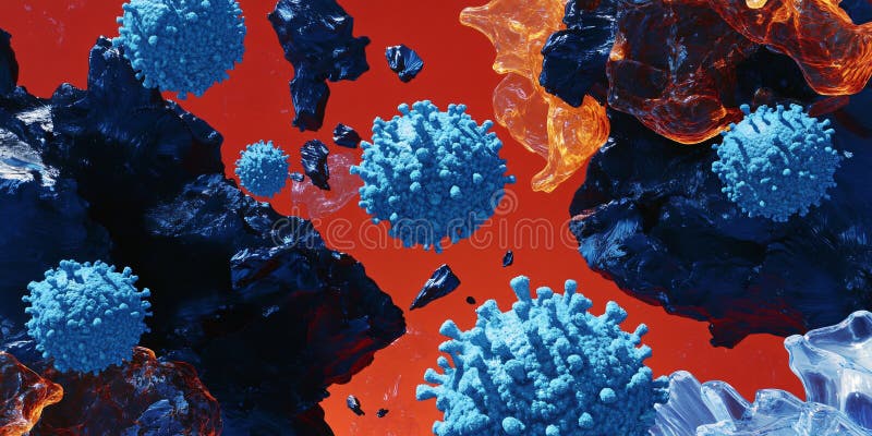 Abstract Virus Cells Microscopic 3D Render High Quality Image Stock ...