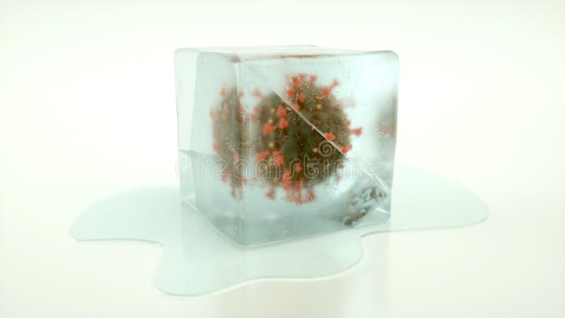 Abstract Virus in Ice Cube on a White Background. 3d Render ...