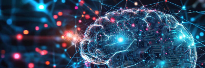 An Abstract Visual of a Brain Rendered Digitally, Showcasing Glowing ...