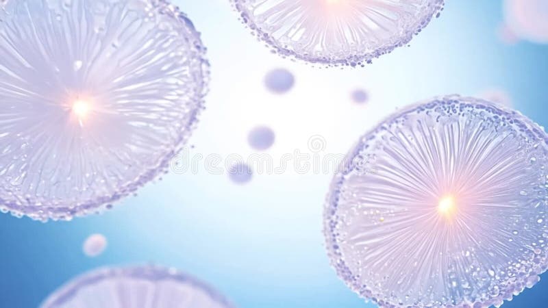 Abstract Visual with Delicate, Glowing, White Orbs Floating in a Blue ...