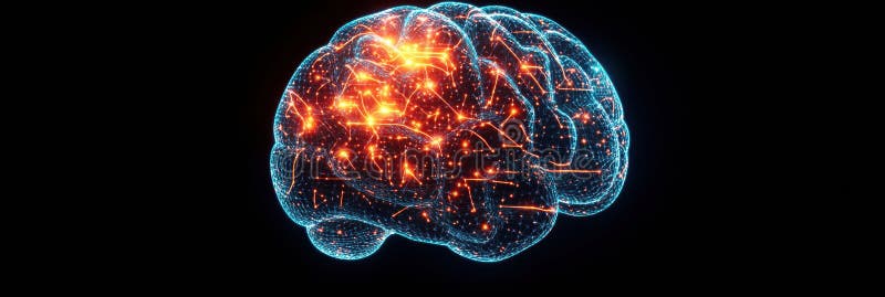 This Abstract Visual Depicts a Digital Brain with Vibrant Neural ...