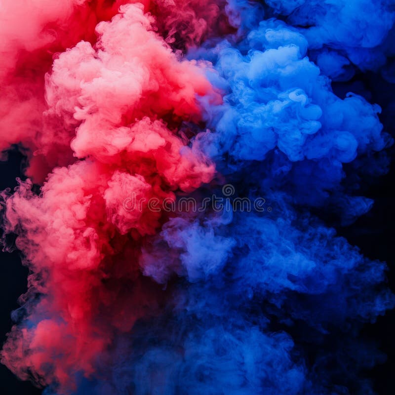 This Abstract Visual Effect Features Swirling Blue and Red Smoke ...