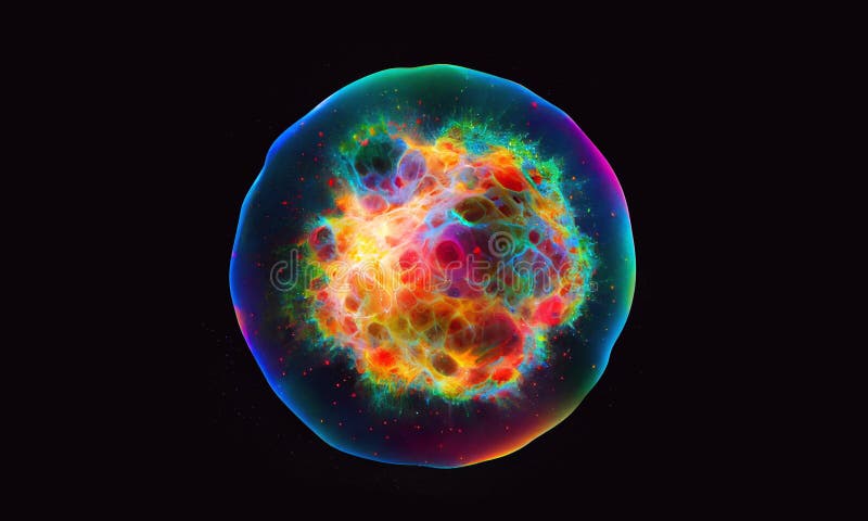 Abstract Visual Effect of Red and Blue Smoke within Sphere. Optical ...