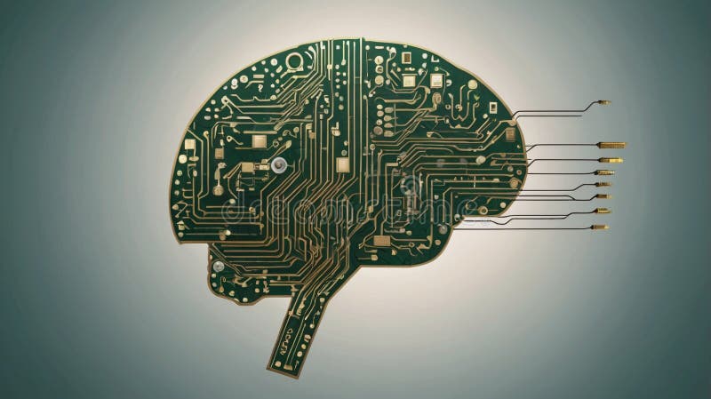 Abstract Visual of Human Brain Made of Circuitry Stock Illustration ...