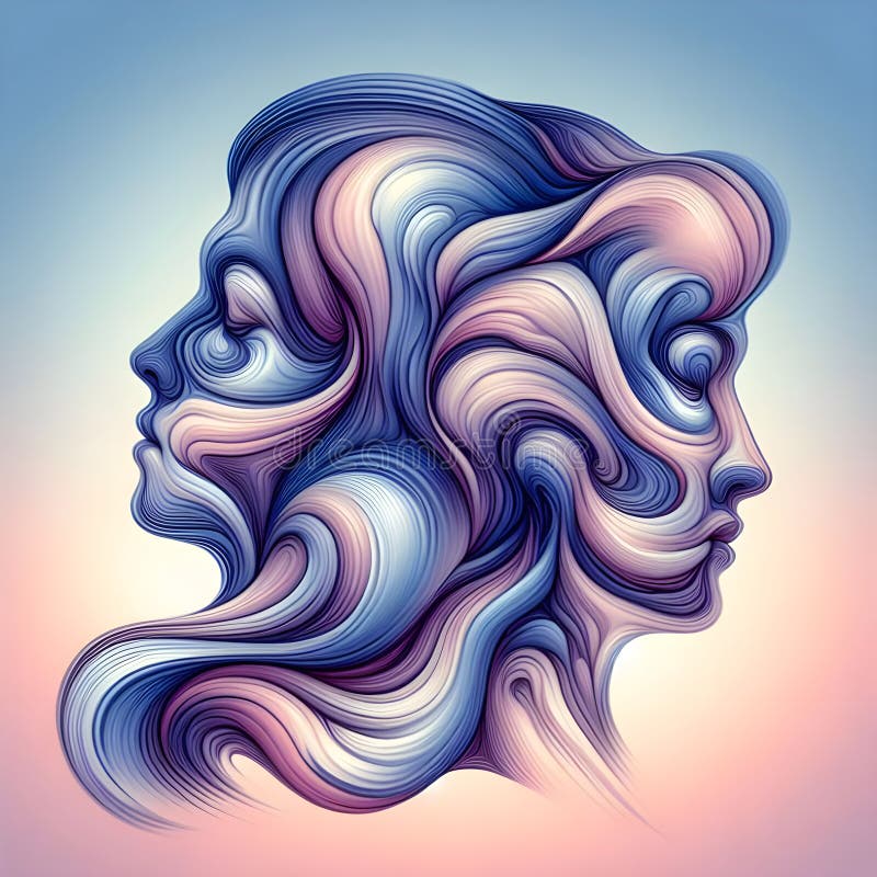 Abstract Visual Illusion Featuring Two People Entwined Together Stock ...