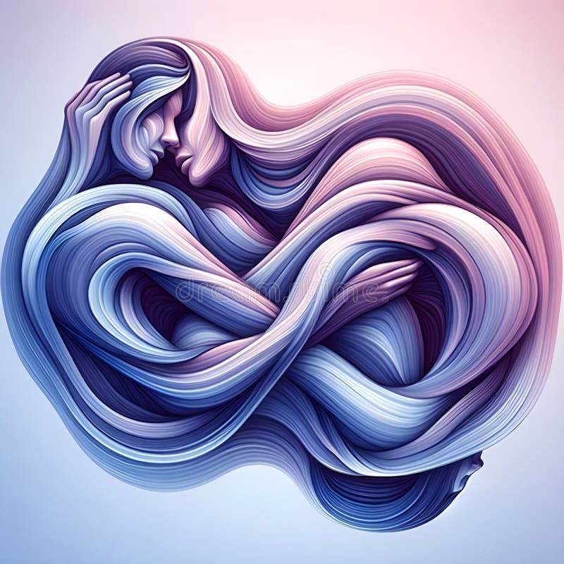 Abstract Visual Illusion Featuring Two People Entwined Together Stock ...