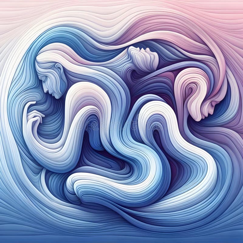 Abstract Visual Illusion Featuring Two People Entwined Together Stock ...