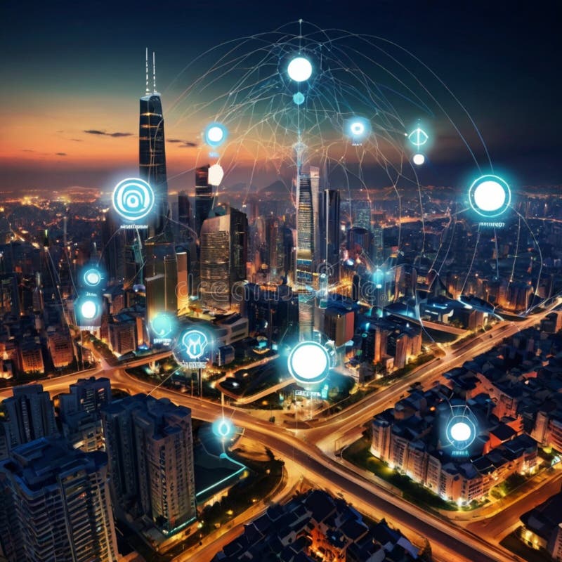 The Abstract Visual Image, Wireless Communication Network, Smart City ...