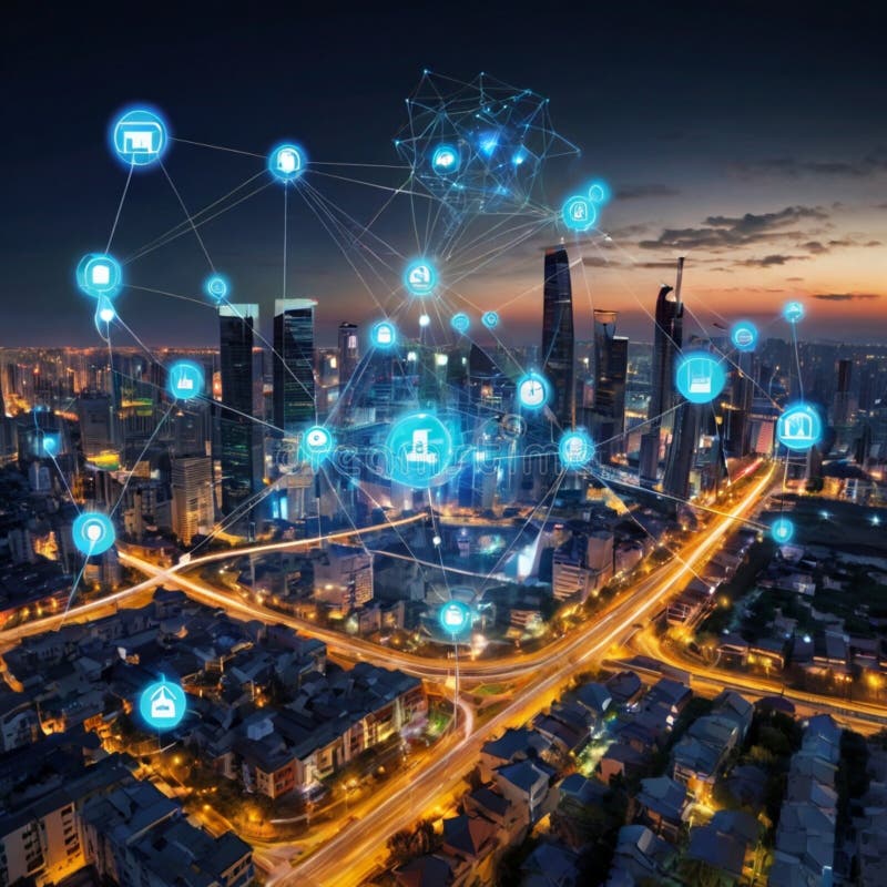 The Abstract Visual Image, Wireless Communication Network, Smart City ...