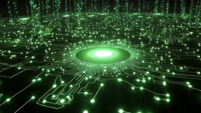 Abstract Visual of a Luminous Green Circuit Pattern with Intricate ...