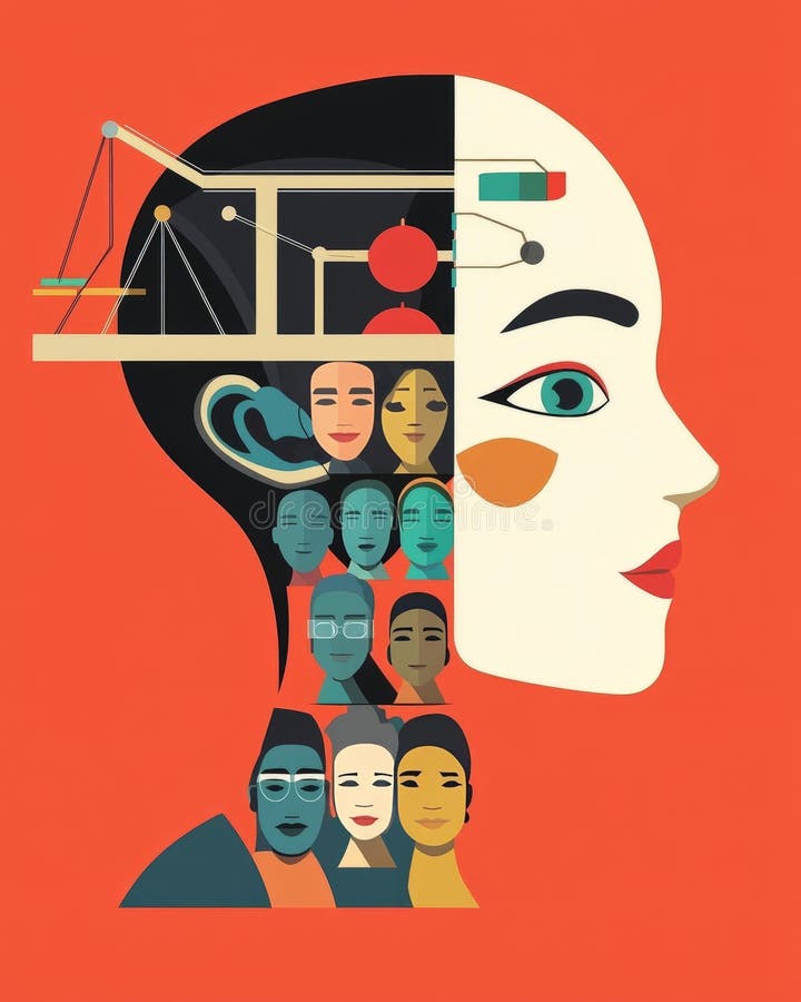 Abstract Visual Metaphor Illustrating AI Bias, Showing Human Diversity ...
