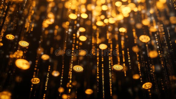 An Abstract Visual Representation of Digital Gold Coins Cascading ...