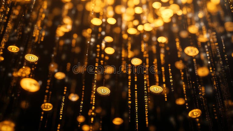 An Abstract Visual Representation of Digital Gold Coins Cascading ...