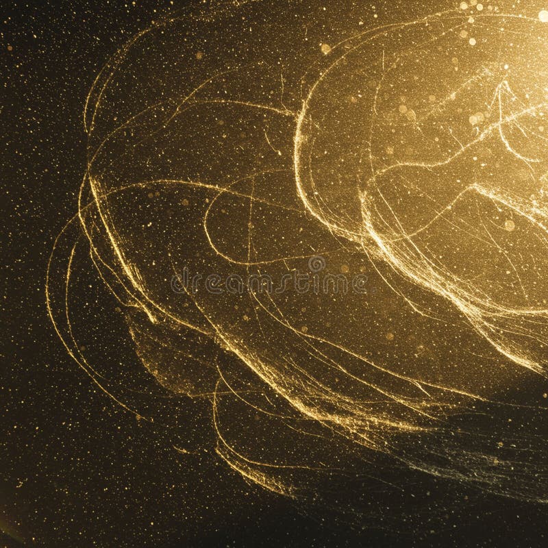 An Abstract Visual, Showcasing Golden Curves and Specks Against a Dark ...